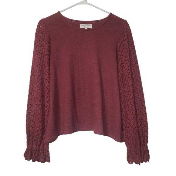 Madewell | Tops | Madewell Texture Thread Eyelet Mix Rufflesleeve Top ...